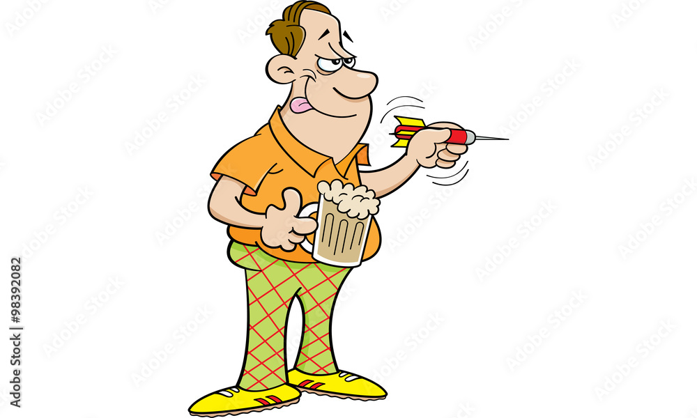 Cartoon illustration of a man throwing a dart. Stock Illustration ...