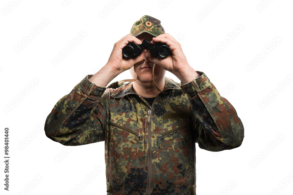 Soldat mit Fernglas Stock-Foto | Adobe Stock