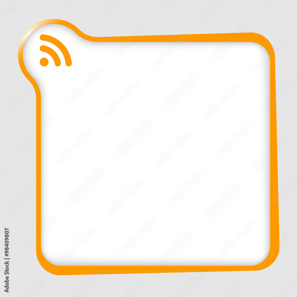 Orange text box for any text with feed icon Stock Vector | Adobe Stock