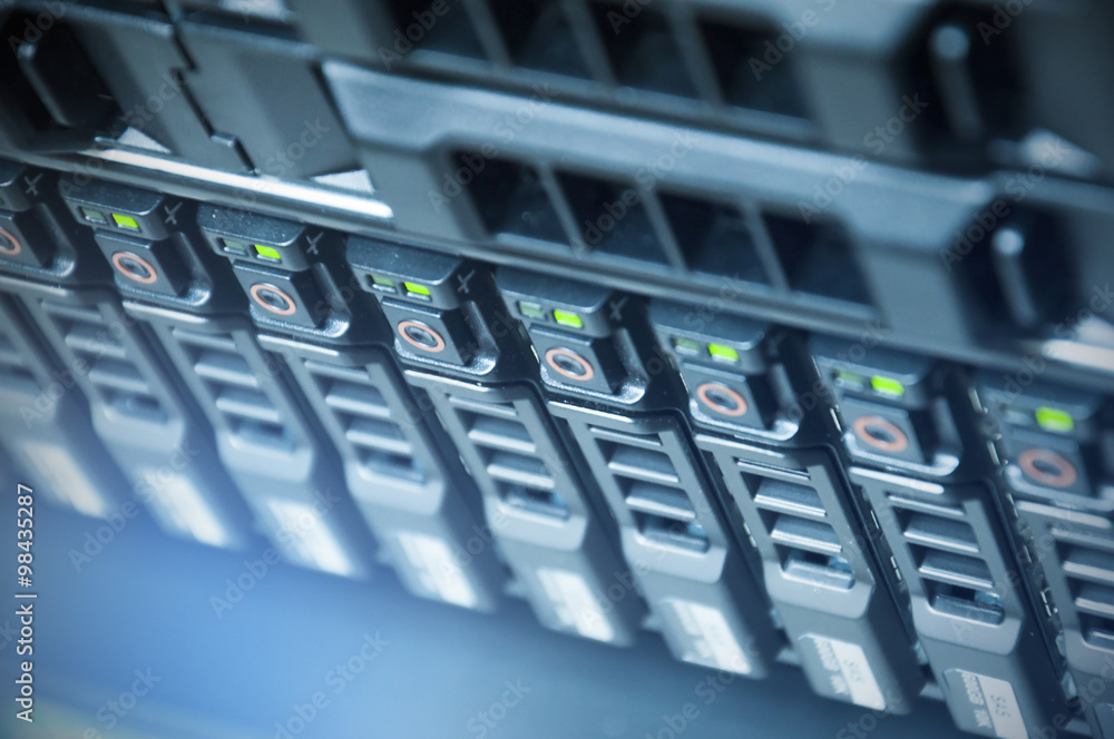 Array disk storage in data center with depth of field from top v Stock Photo | Adobe Stock