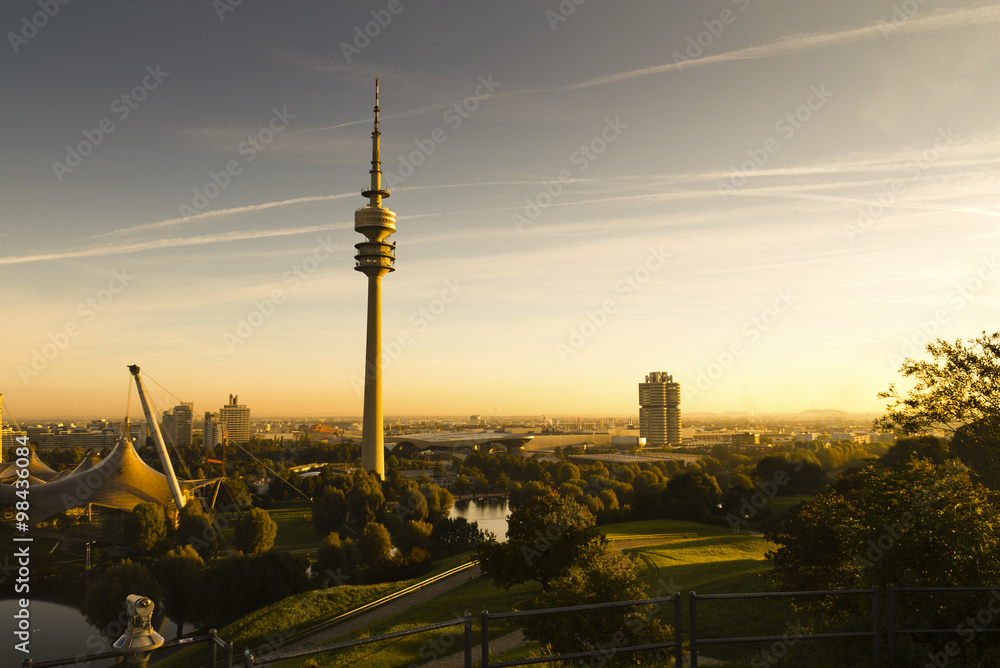 Germany, Munich, Olympic Tower in morning light Stock-Foto | Adobe Stock