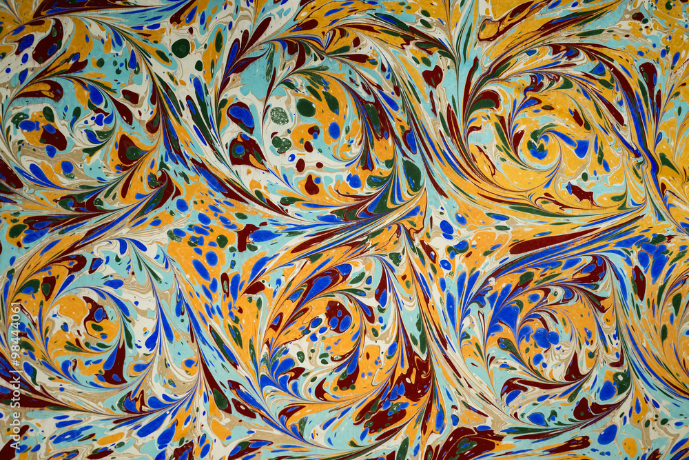 Ebru art. Traditional Turkish Ebru technique. Painting on water ...