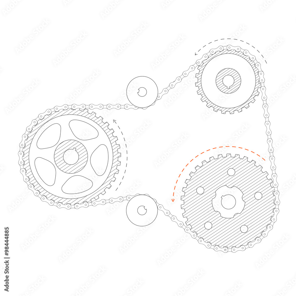 scheme chain drive mechanism Stock Vector | Adobe Stock