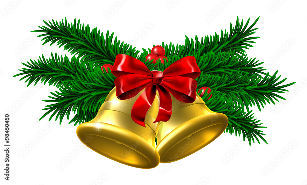 Gold Christmas Bells Decoration Stock Vector | Adobe Stock