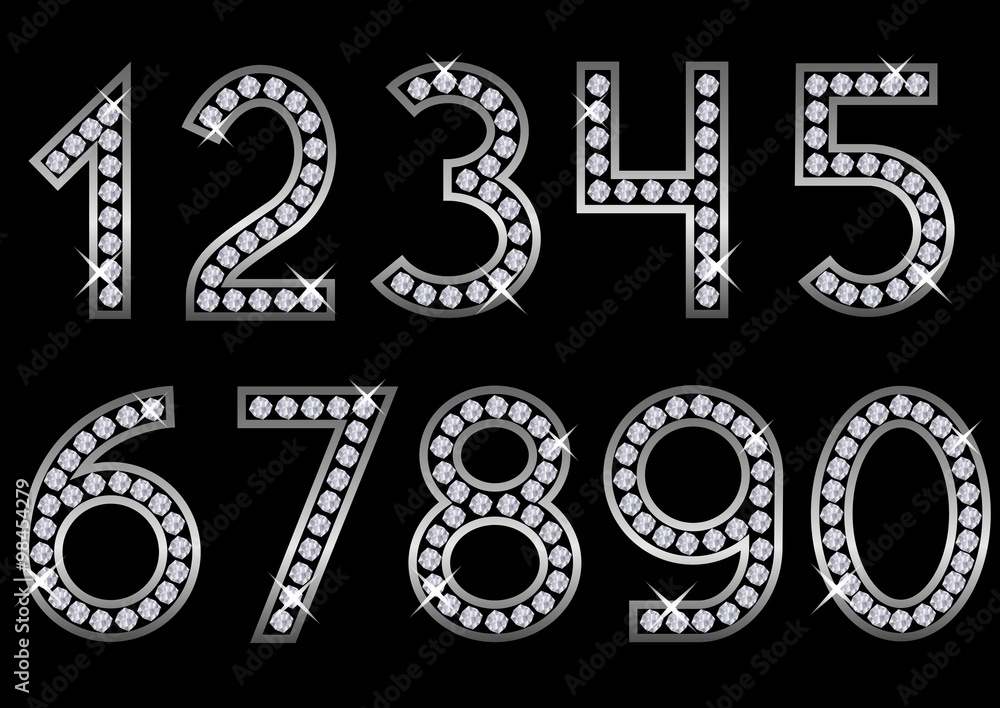 Silver metal numbers Stock Vector | Adobe Stock