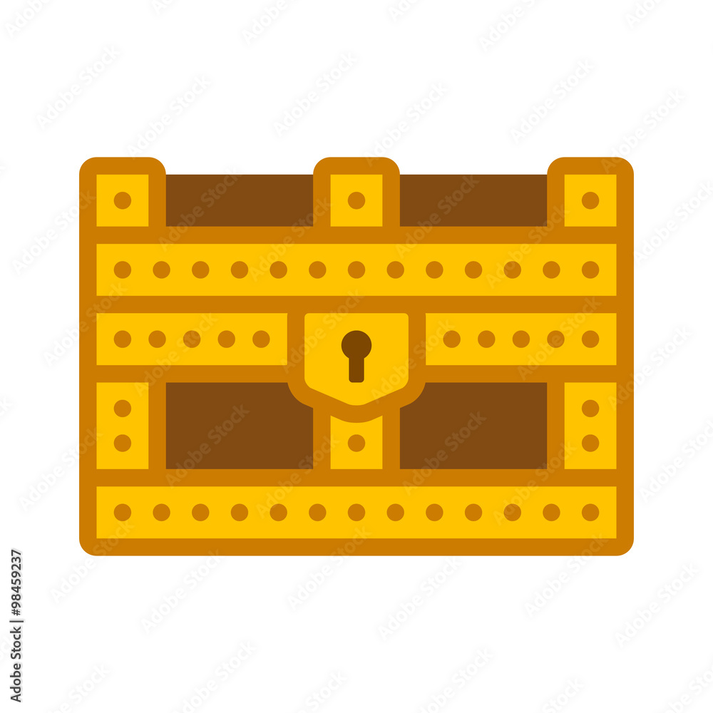 Gold treasure chest storage box flat icon for apps and websites Stock ...