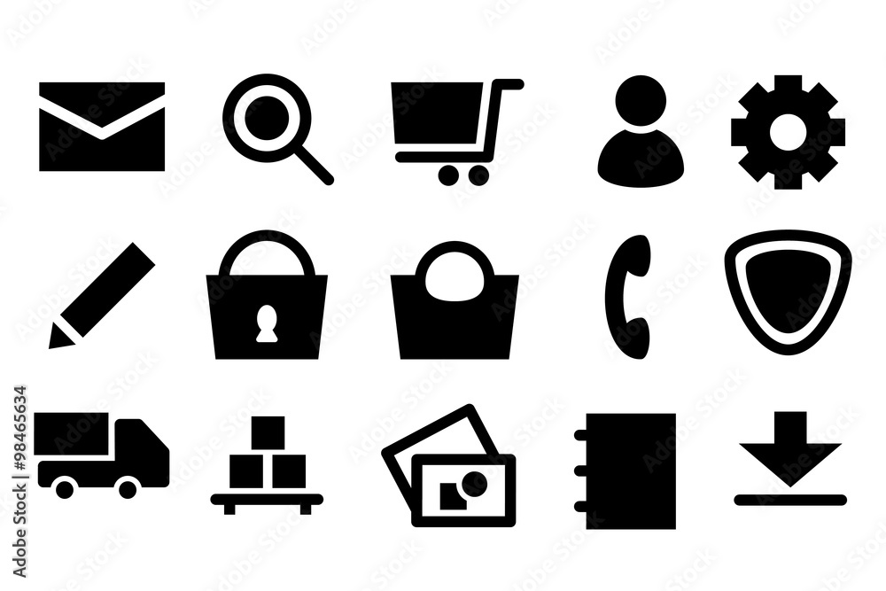 Poster Piktogramm Icon Set: Ideal für Shops mit den häufig verwendeten ...