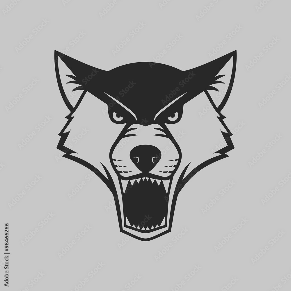 The Wolf Bares Its Teeth Wolf Head Logo Or Icon In One Color Vector Illustration Stock Vector