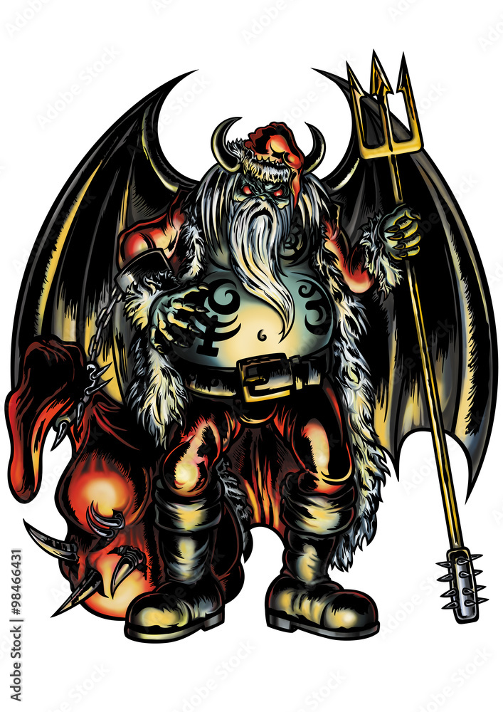 Santa Claus Demon. Illustration evil Santa Claus with demon wings and a ...
