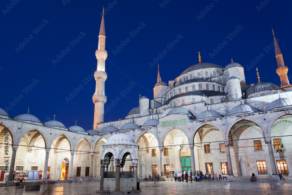 Sultan Ahmed Mosque in Istanbul, Turkey at twilight Stock Photo | Adobe ...