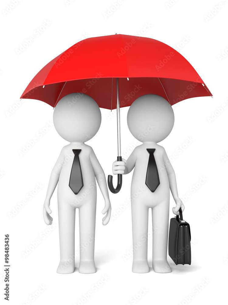 Two 3d people under the red umbrella Stock Illustration | Adobe Stock