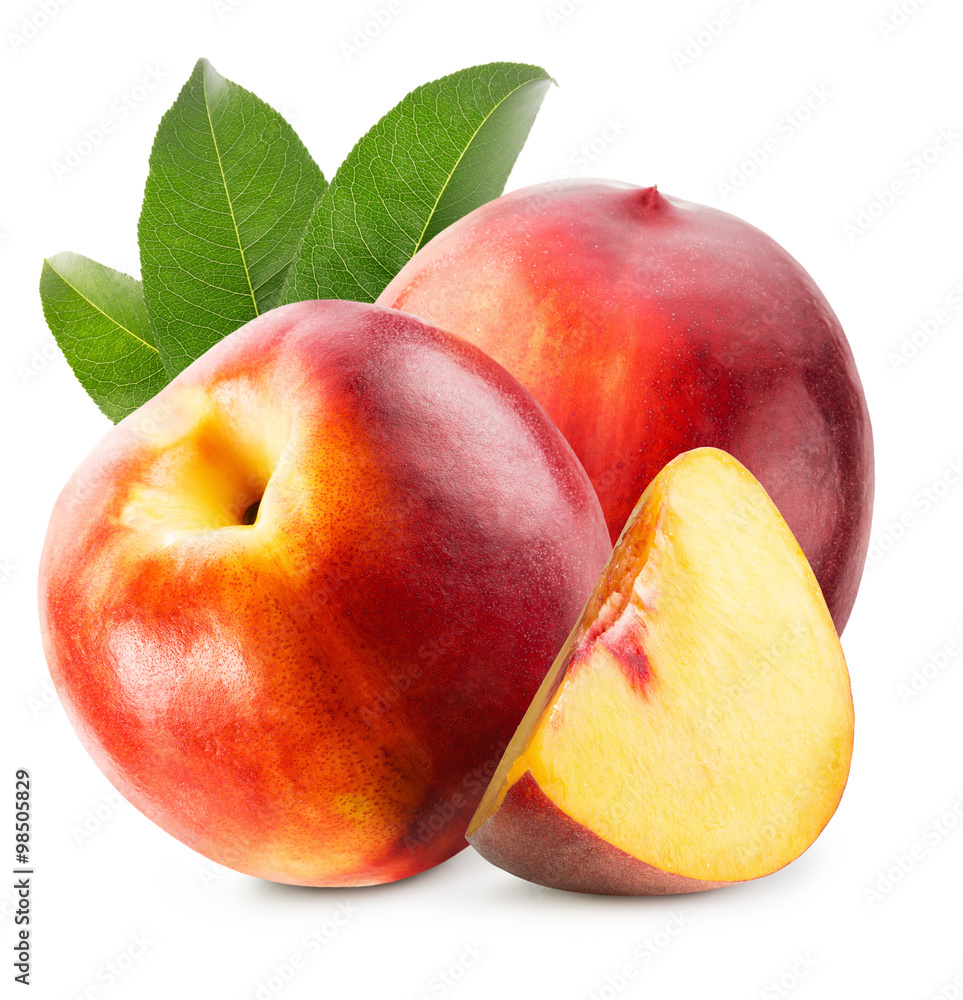 tasty nectarines isolated on the white background Stock Photo | Adobe Stock