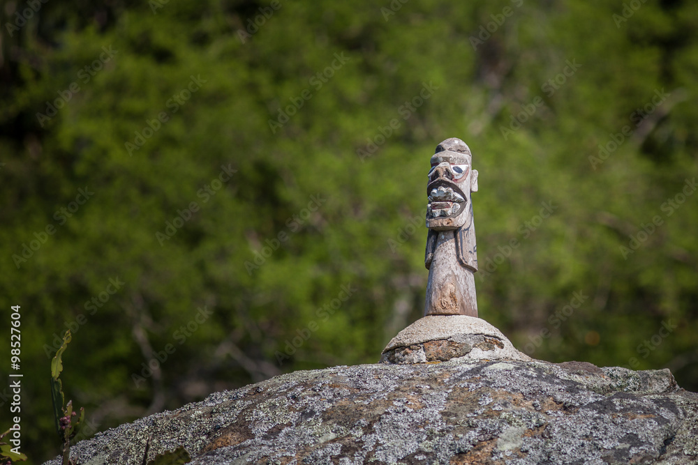 Totem on the rock at Saco do Mamanguá - Paraty - RJ - Brazil Stock ...