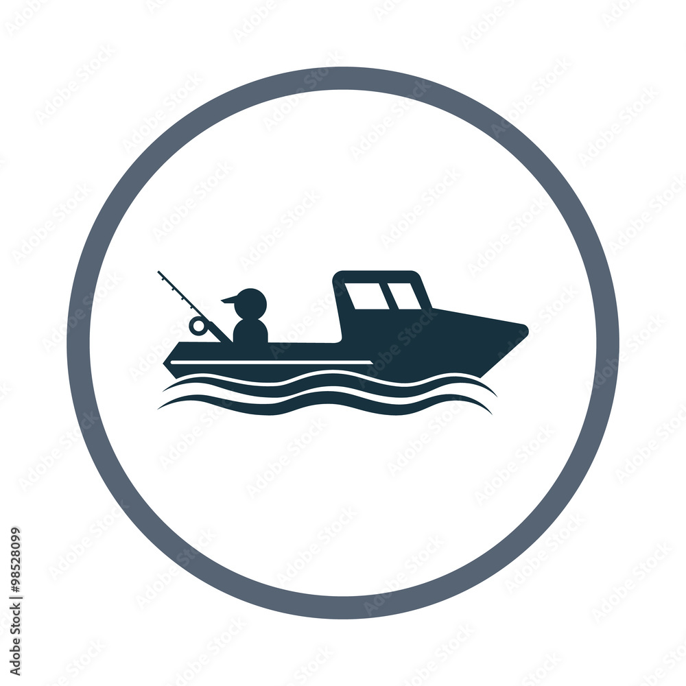 Fisherman in boat icon Stock Vector | Adobe Stock