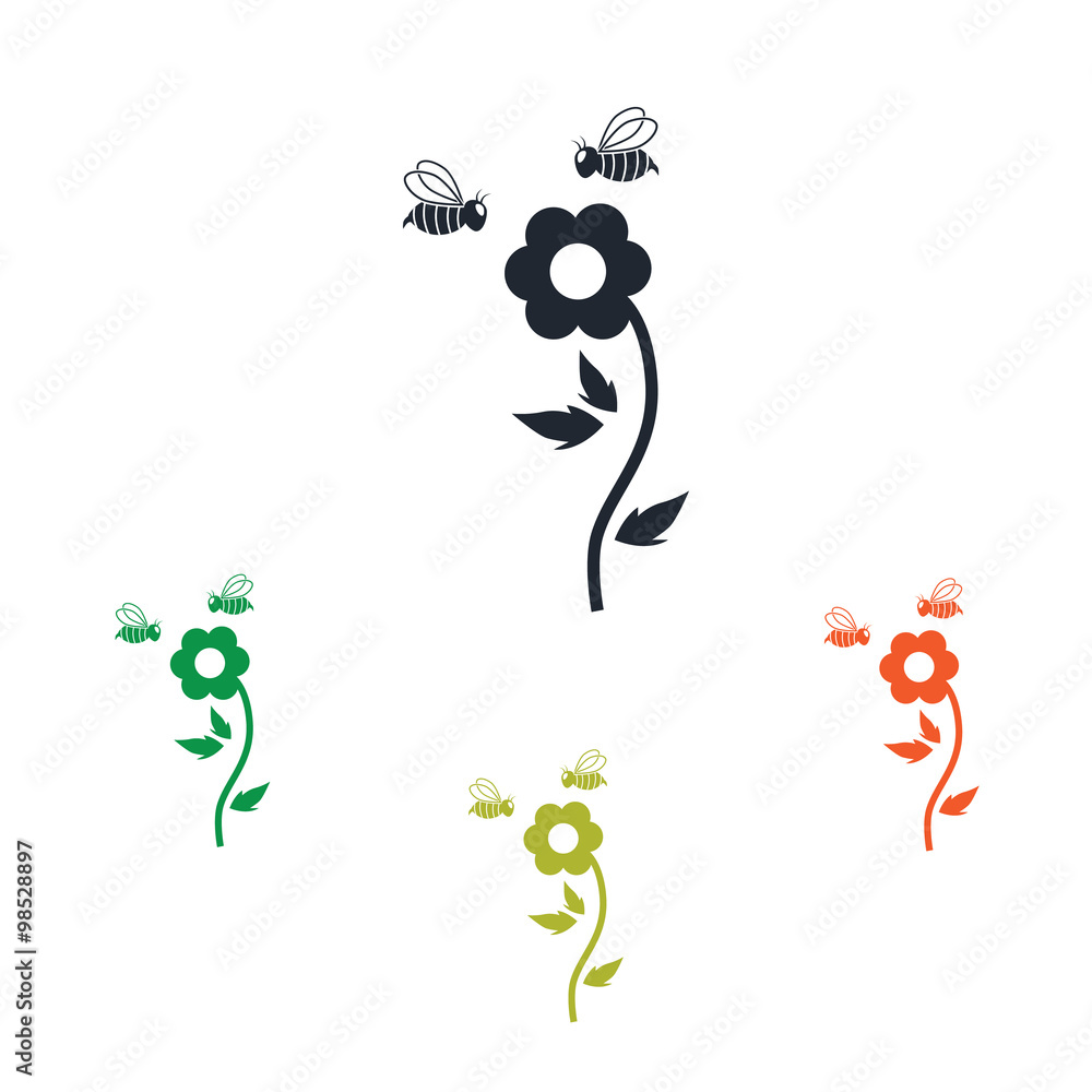 Flower pollination icon Stock Vector | Adobe Stock