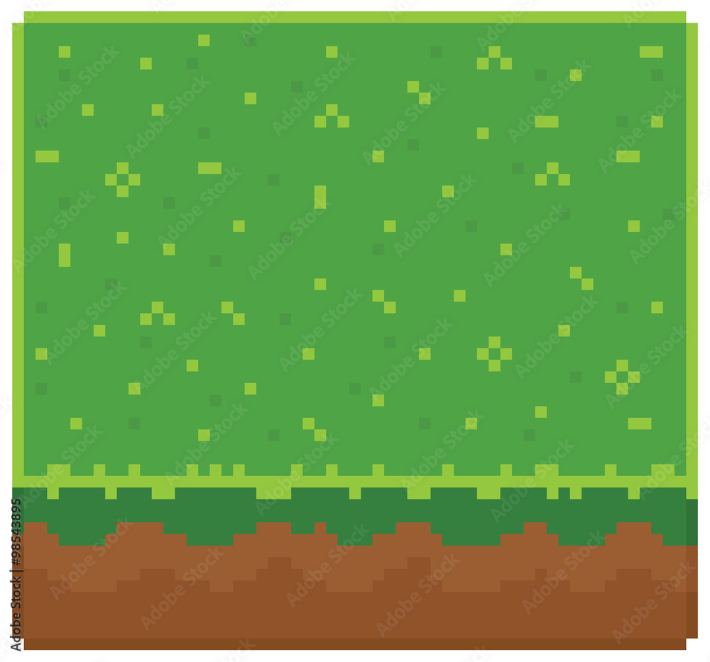 Texture for platformers pixel art vector - ground mud block with grass ...