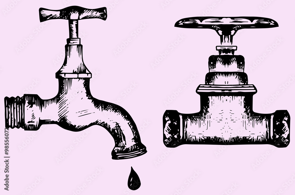 water tap, doodle style, sketch illustration Stock Vector | Adobe Stock