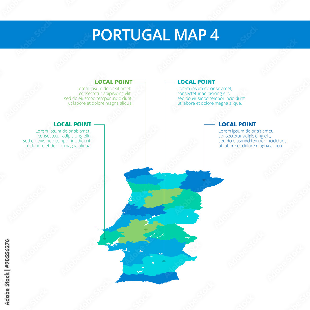 Portugal map template 4 Stock Vector | Adobe Stock