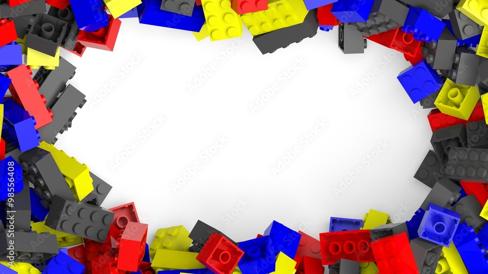 Frame from colorful lego blocks, isolated on white background. Stock ...