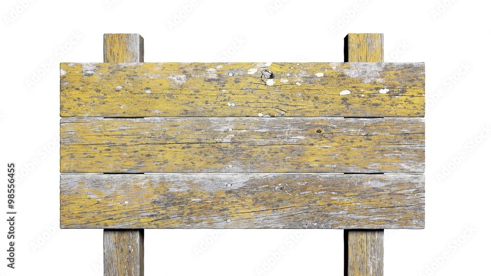 Blank weathered wooden road post, isolated on white background. Stock ...