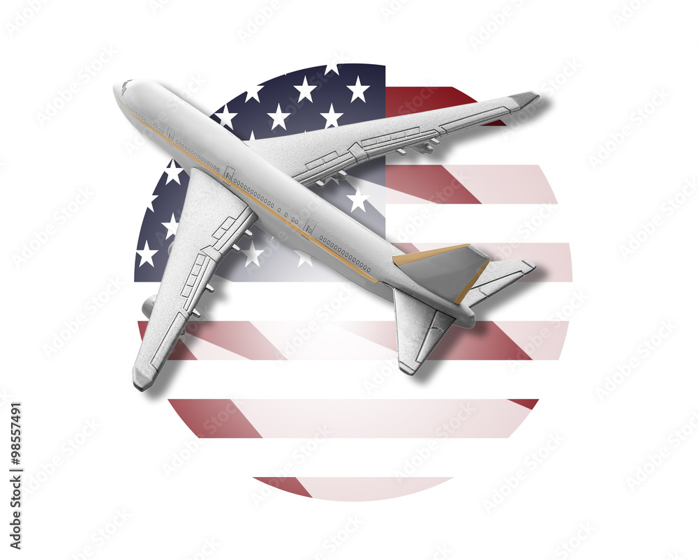 Plane and United States flag. Stock Photo | Adobe Stock