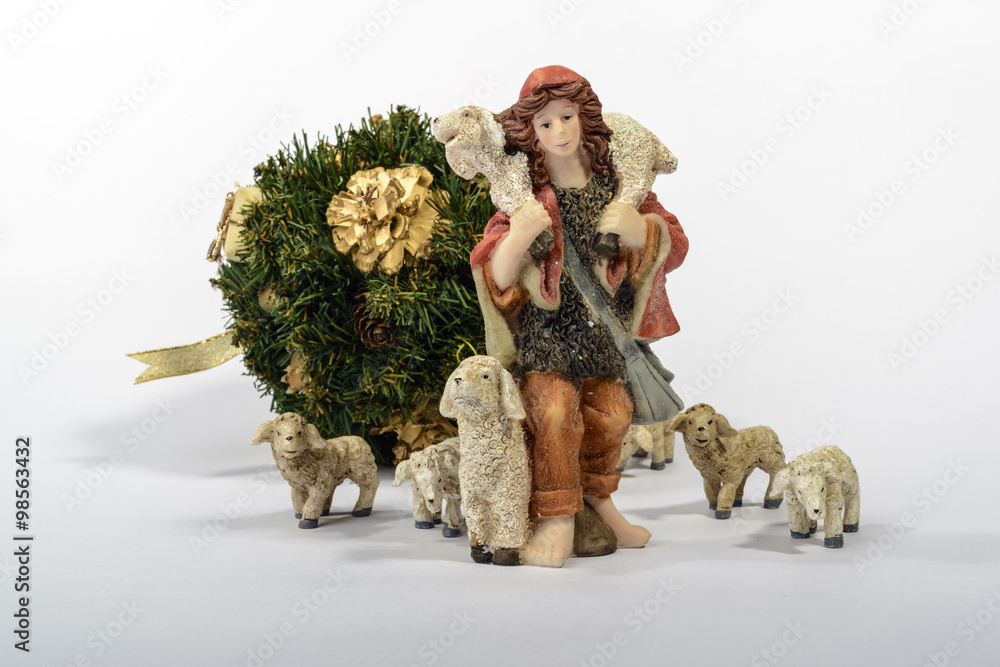 Shepherd with his sheep / Shepherd with his sheep, element of the ...