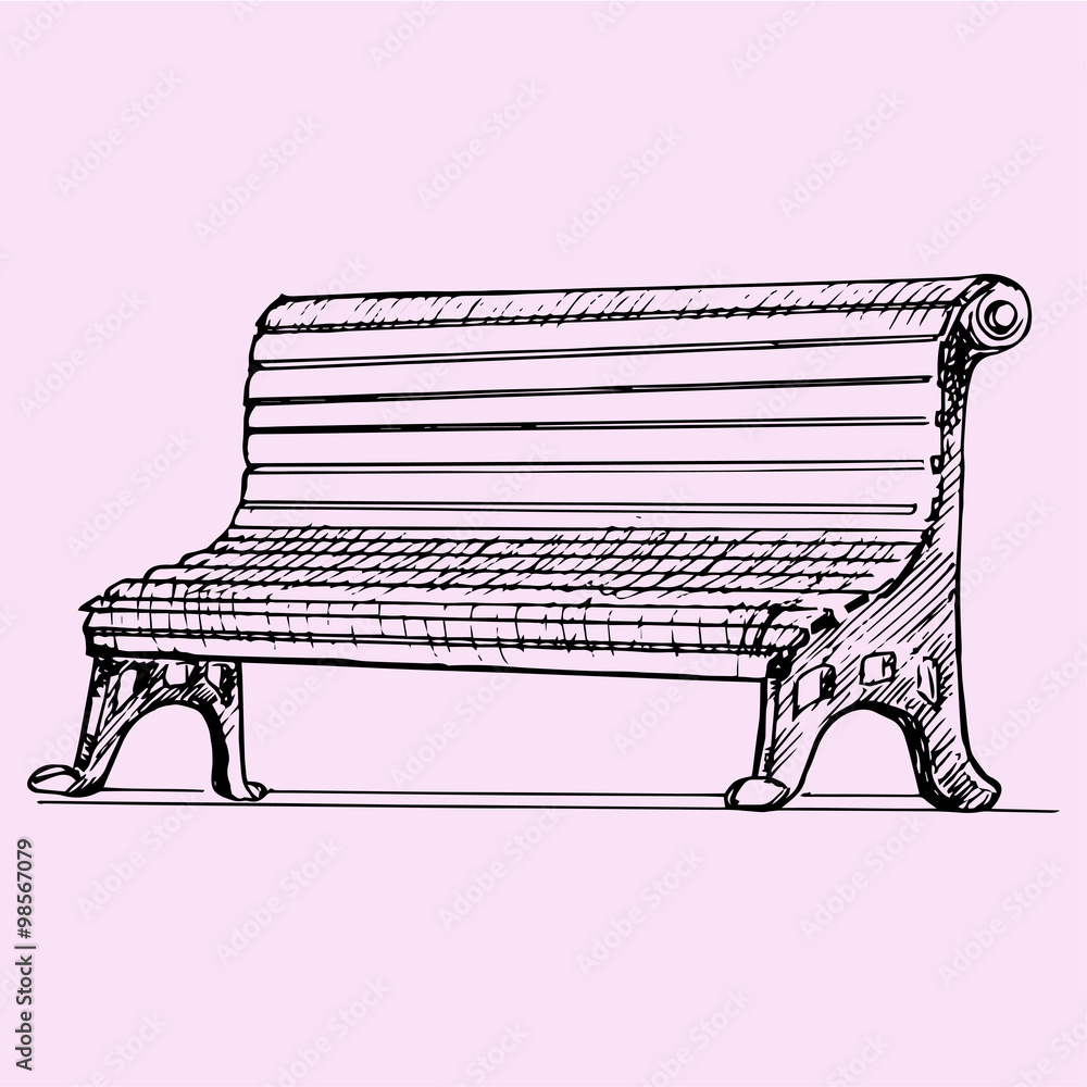 park bench, doodle style, sketch illustration Stock Vector | Adobe Stock
