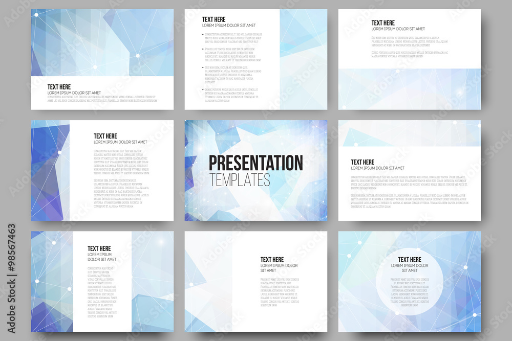 Set of 9 vector templates for presentation slides. Colorful graphic ...