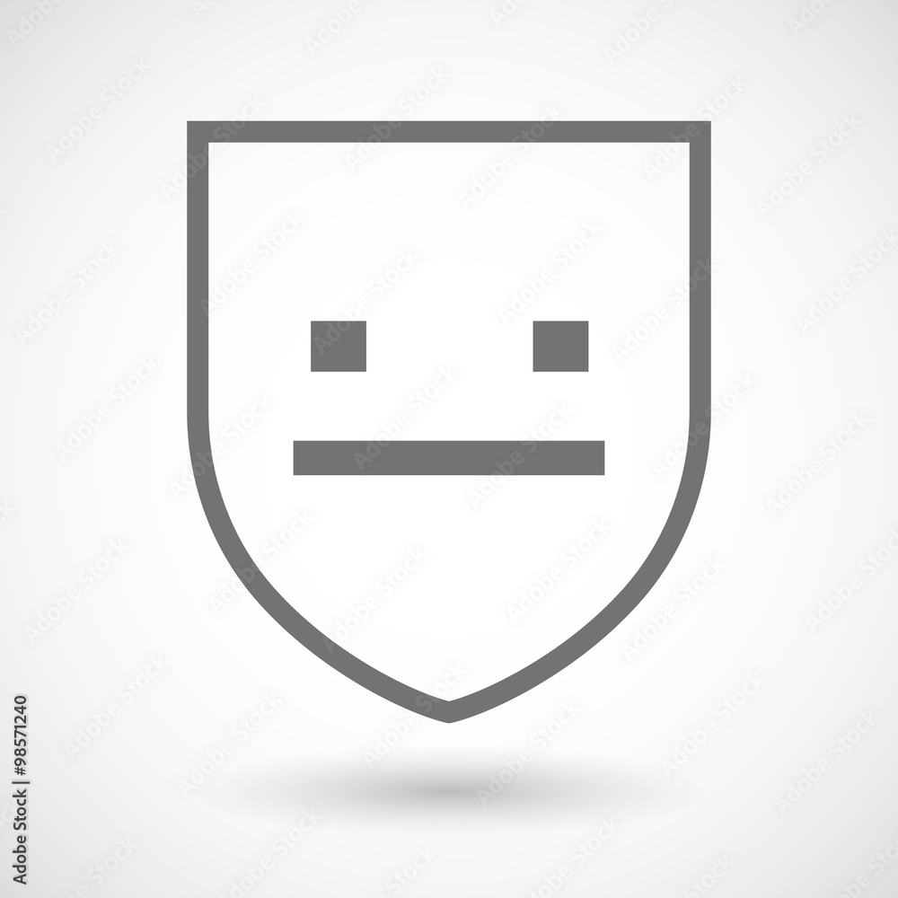 Line art shield icon with a emotionless text face Stock Vector | Adobe ...