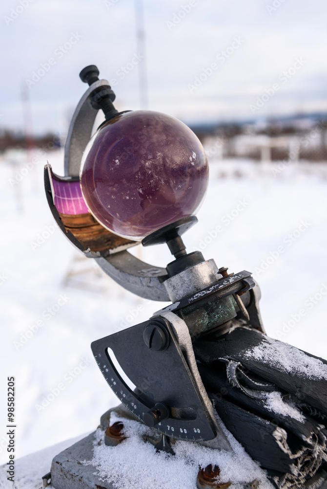 Weather station. Psychrometric booth with recorders - hygrographs and ...