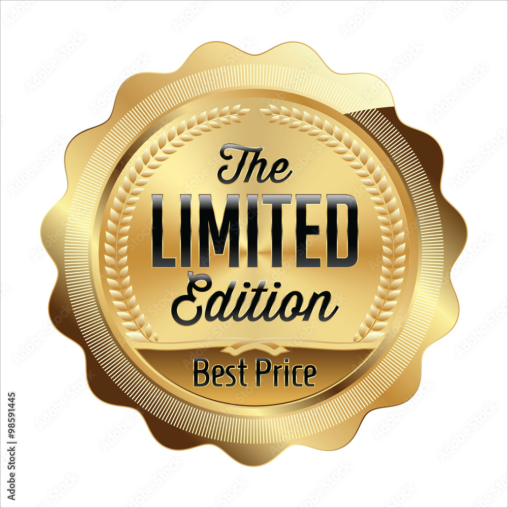 Gold and Black Shiny Luxury Badge on White Background. The Limited ...