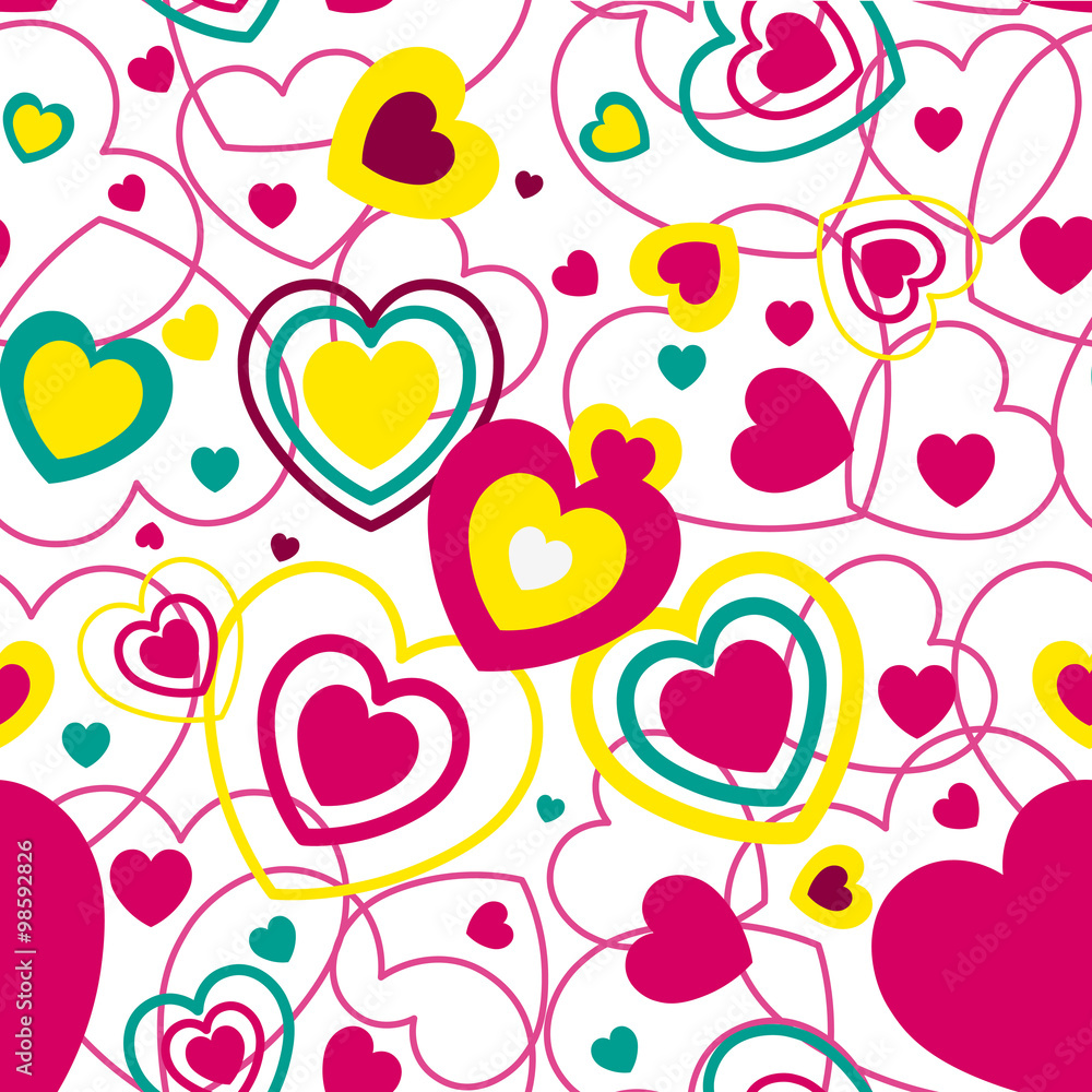 Heart shape seamless background Stock Vector | Adobe Stock