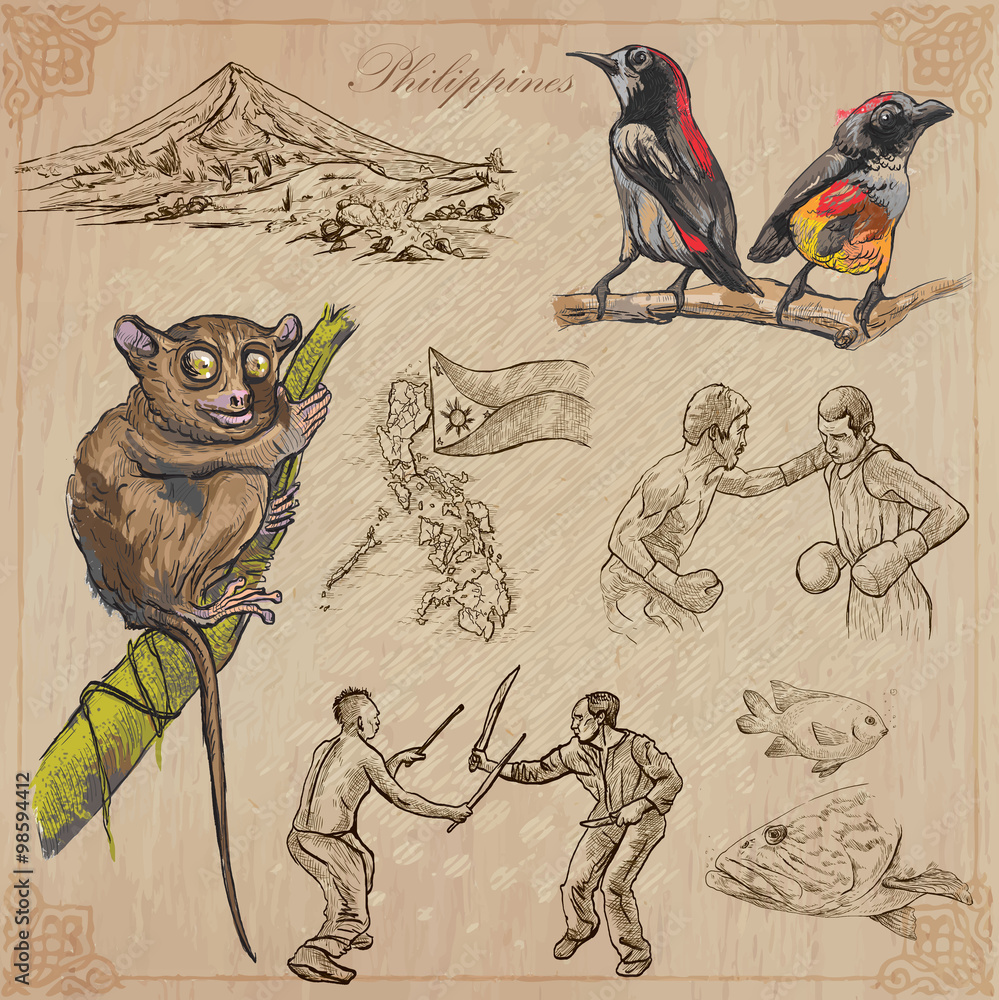 Philippines - An hand drawn vector pack Stock Vector | Adobe Stock