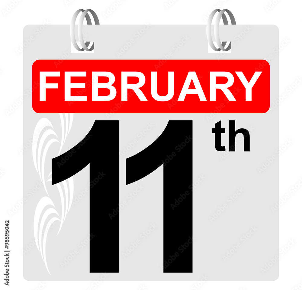 11th february calendar with ornament Stock Vector | Adobe Stock