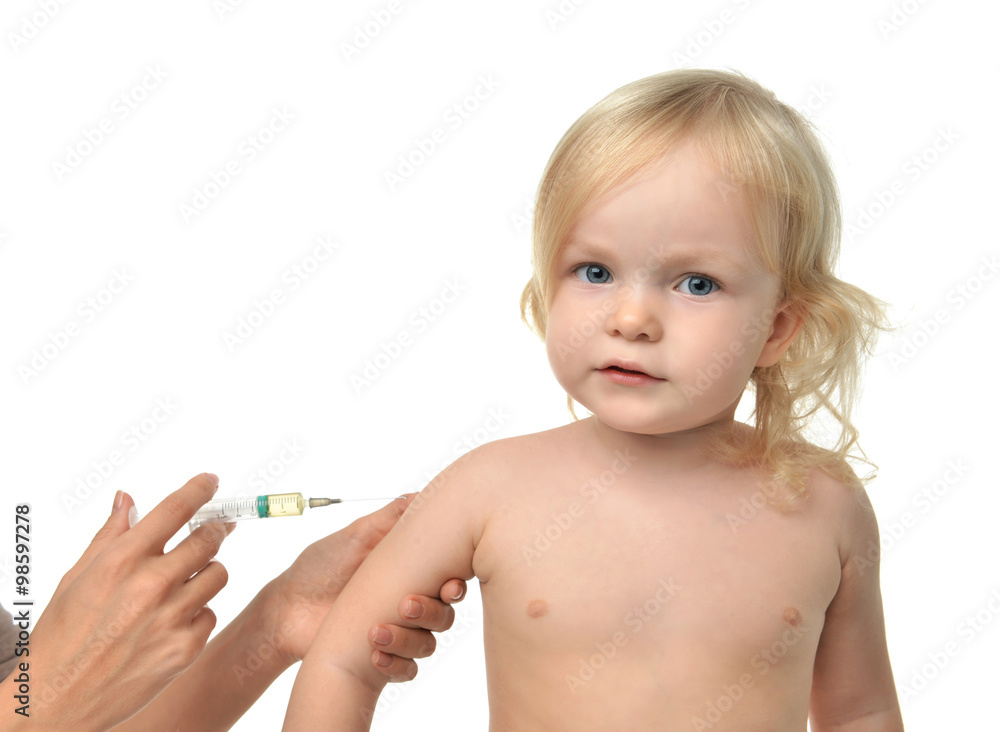 Doctor vaccinating child baby kid flu injection shot vaccination Stock ...