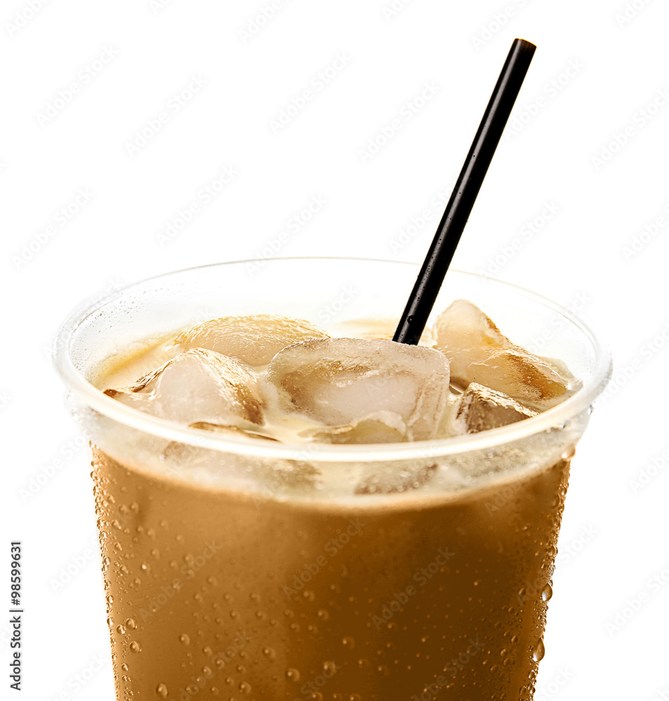 Cup of ice coffee with straw, isolated on white Stock Photo | Adobe Stock