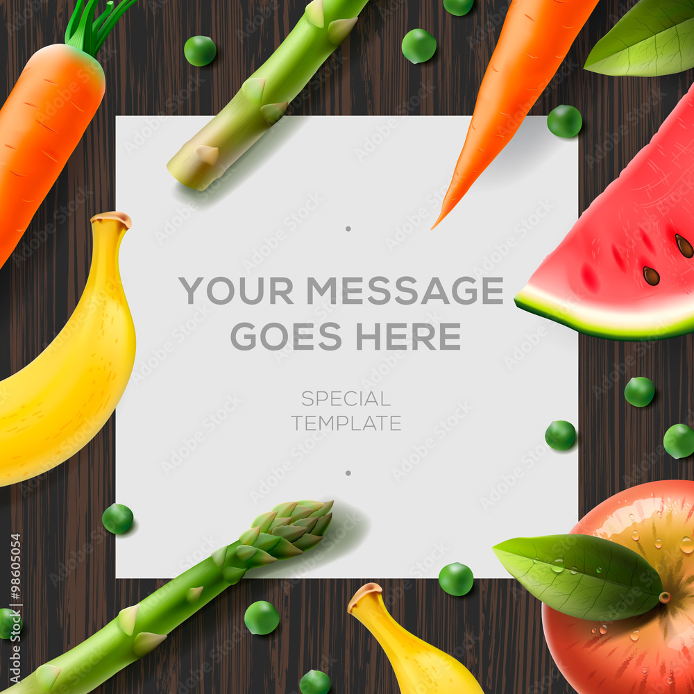 Food background, diet plan copy space Stock Vector | Adobe Stock