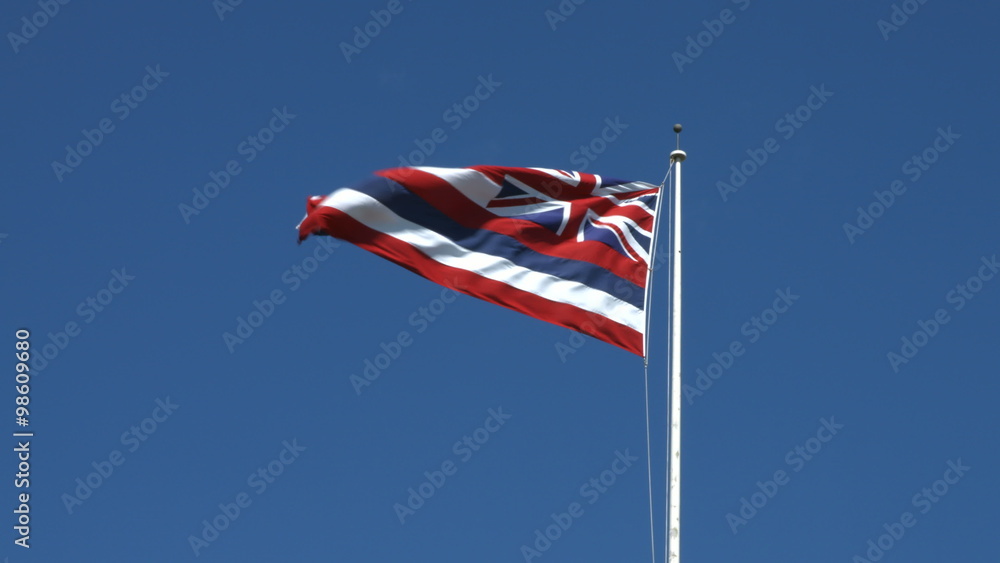 Hawaiian Flag at Iolani Palace in Downtown Honolulu, Oahu, Hawaii, the ...