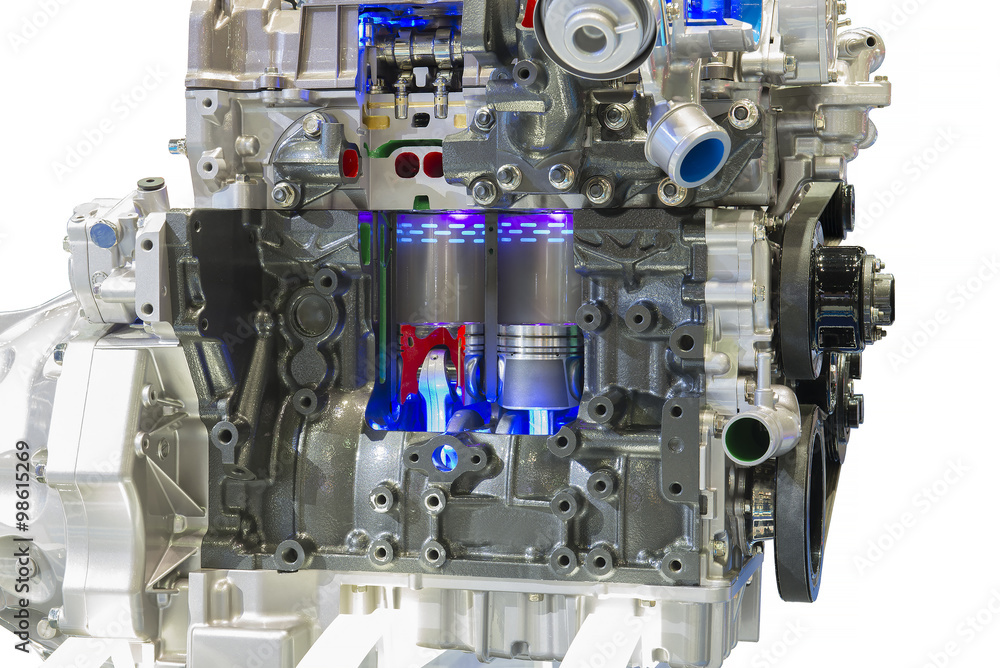 The engine cross section. (Isolate White) Stock Photo | Adobe Stock