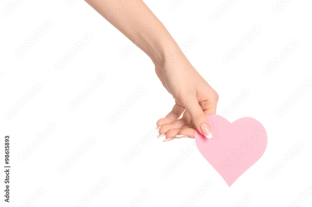 Love and greetings card theme: beautiful female hand holding a paper ...