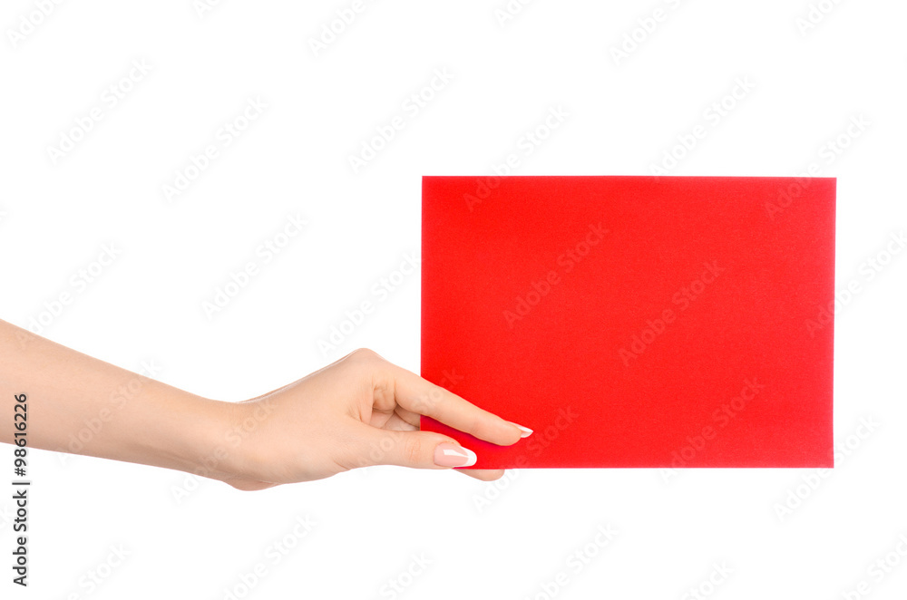 Branding and advertising theme: beautiful female hand holding a blank ...