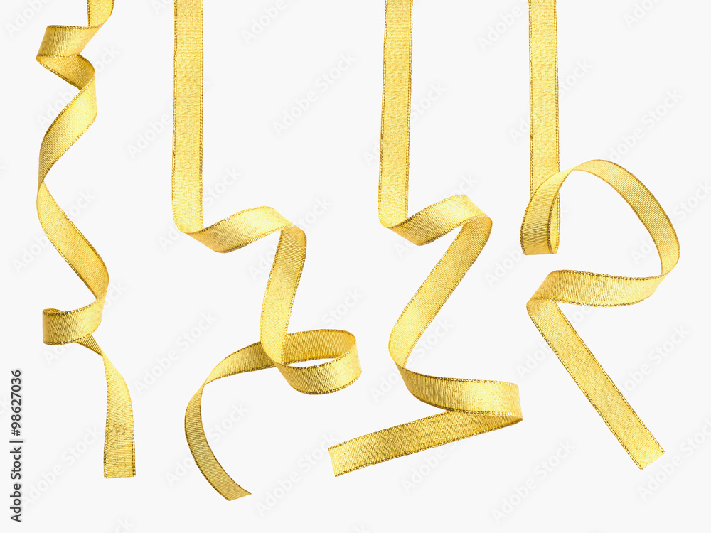 Curly gold ribbon Stock Photo | Adobe Stock