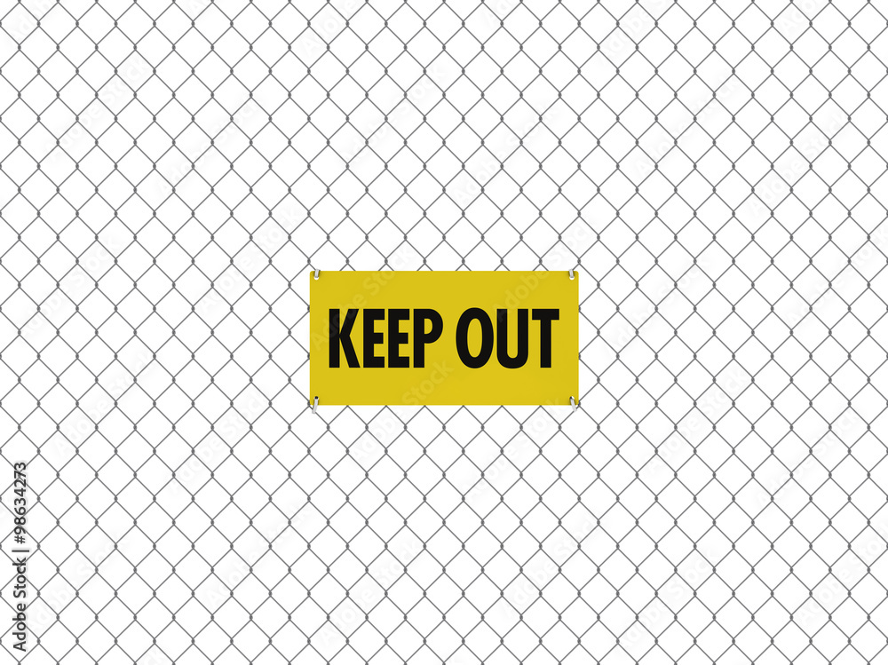 KEEP OUT Sign Seamless Tileable Steel Chain Link Fence Stock ...