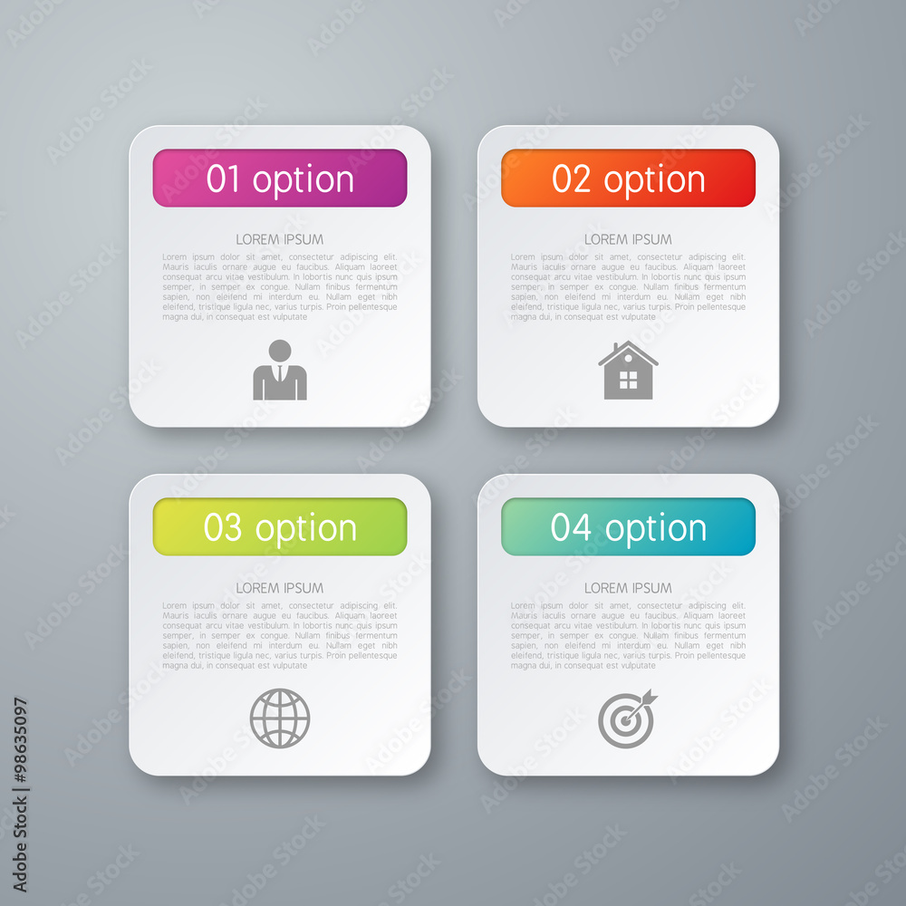 Vector illustration of four square infographics Stock Vector | Adobe Stock
