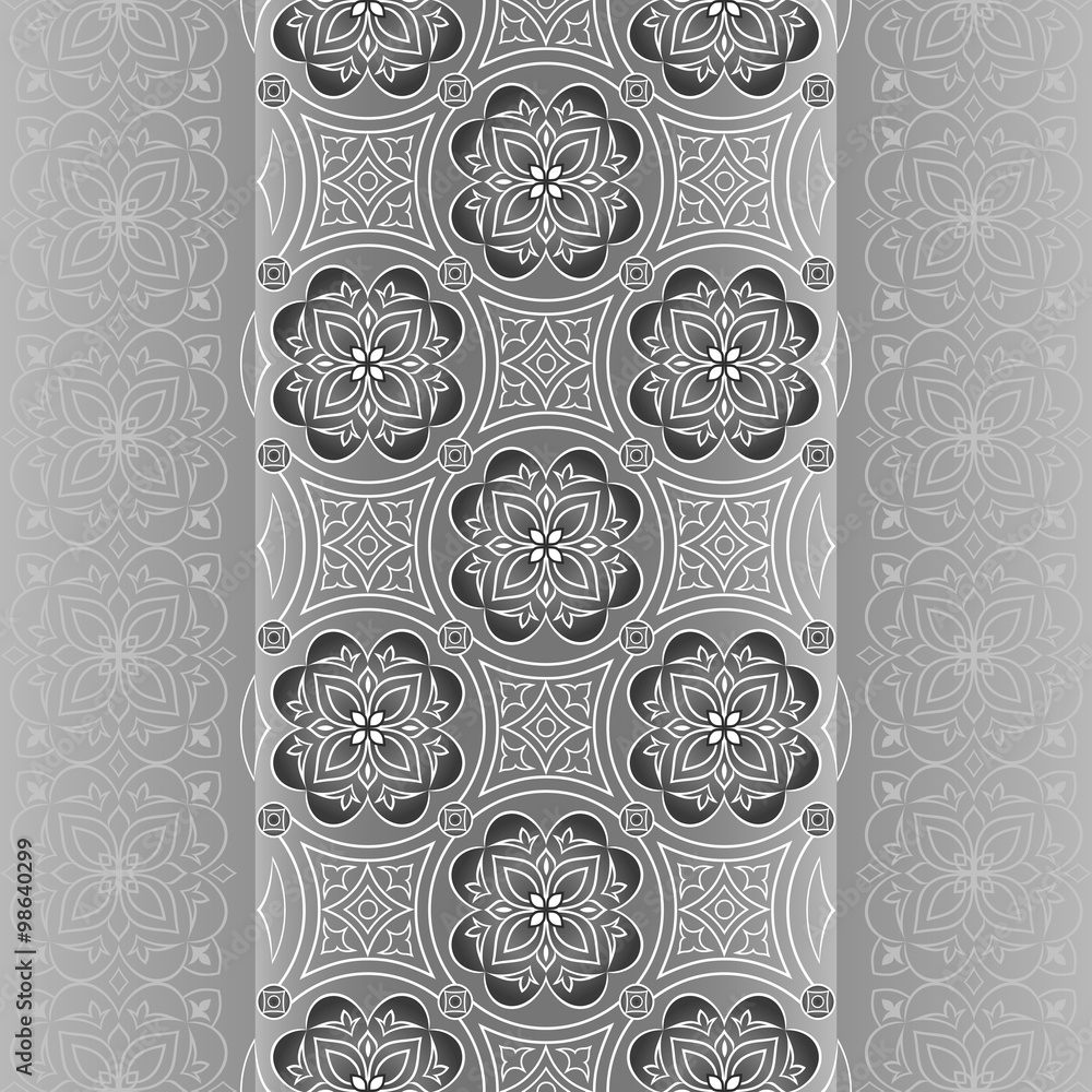 Vintage seamless border on gray background. Stock Vector | Adobe Stock