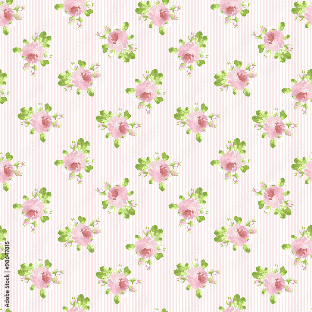 Pattern with pastel pink roses Stock Vector | Adobe Stock