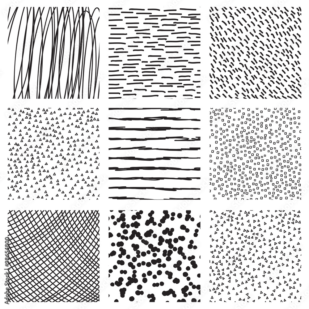 Set of ink hand drawn hatch texture. Collection of vector ink lines ...