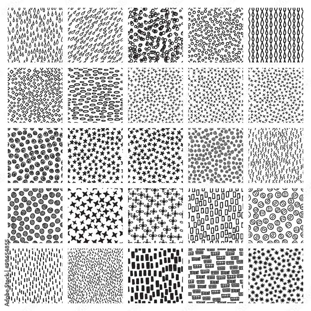 Abstract hand drawing textures collection. Vector ink illustration set ...