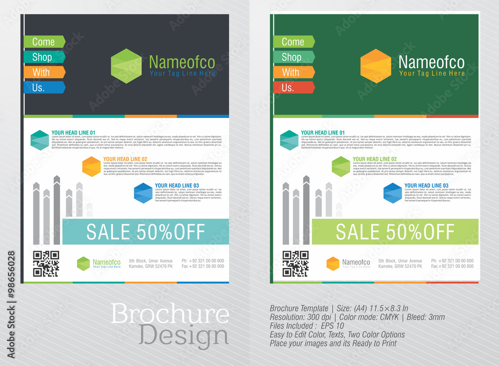 beautiful vector flyers for business in a creative two different color ...