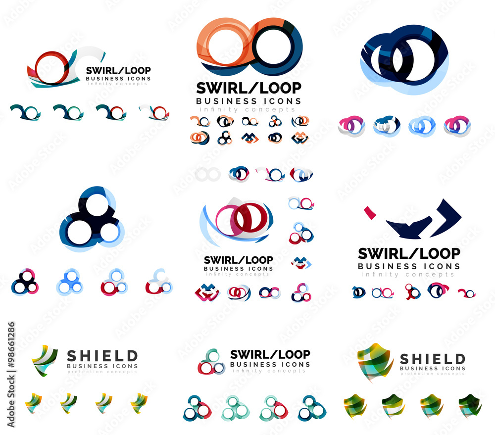 Set of company logotype branding designs, swirl infinity loop concept ...